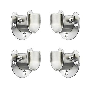 FYTRONDY Stainless steel Wardrobe Closet Rod Bracket, U-Shaped Open type Socket bracket, Shower Curtain Rod Pole End Supports Sockets Flange (1-1/4 INCH, 4 PACK)