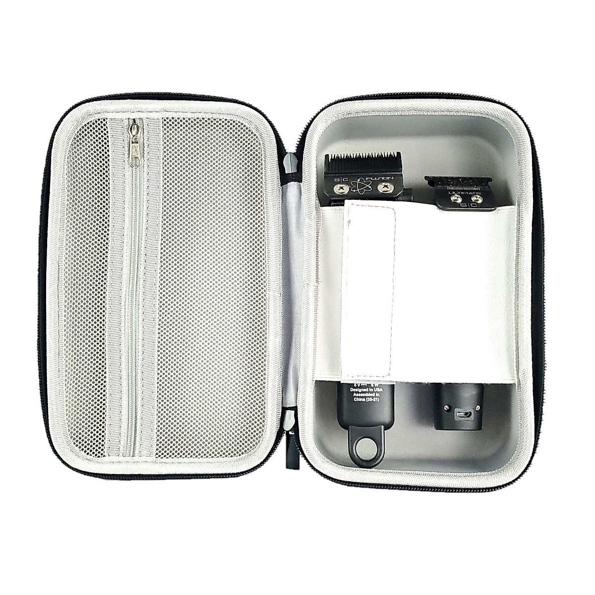 Stylecraft Professional Hair Clipper, Trimmer, Shaver Barber Carry or Storage Case with Zipper and Mesh Pocket Black