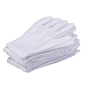 lasenersm 12Pcs/6 Pairs 8.27 Inches White Cotton Gloves Work Gloves One Size