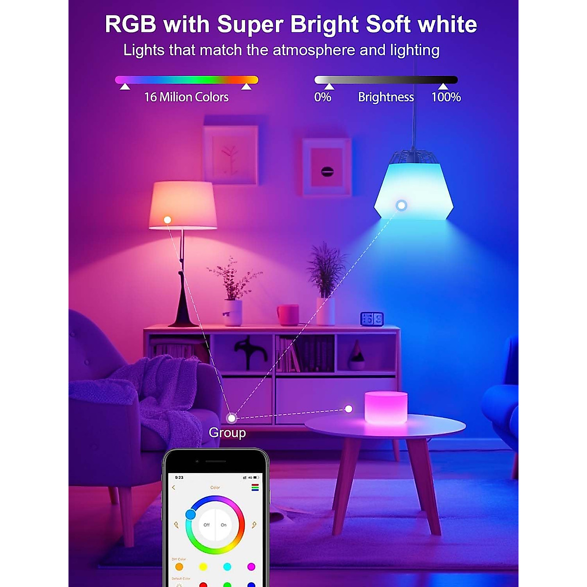 ILC Alexa Light Bulbs (130 Watt Equivalent) Smart Light Bulbs Work with Alexa Required Echo Device, 1300 Lumens, Color Changing Warm White 2700K, 13W Bright LED Bulbs (4 Pack)