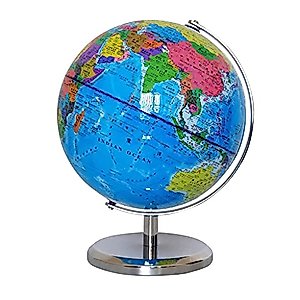 geographic globe Global 9.8" Blue Ocean World Globe With Metal Base Desktop Earth Globe Educational Geography Globes Of Earth For Kids & Adult world globe gift (Diameter 7.8"+ar) (