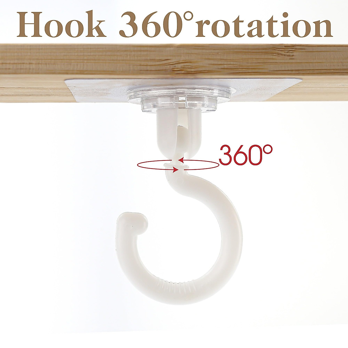 12Pcs Adhesive Ceiling Hooks Heavy Duty No Drill 360° Rotating, Swivel Utility Strong Self Sticker Wall Hook Sticky Under Cabinet for Hanging Purse Bag Small Plant Hanger, 3Inch Waterproof, BlackWhite
