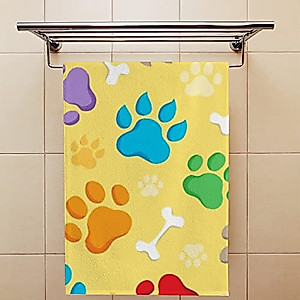 Hand Bath Towels 2 Pack Cartoon Funny Paws Absorbent Face Fingertip Towels for Bathroom Kitchen Gym Spa Soft Hair Drying Cloth Quick Dry, 30 x 15 Inch