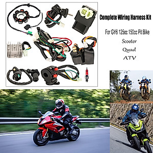 Complete Wiring Harness Kit Electrics ATV Wire Harness Kit with CDI Stator Regulator Ignition Switch Solenoid Relay For GY6 125cc 150cc Pit Bike Scooter ATV Quad Go Kart 4-Stroke Parts by Yolik