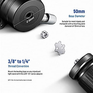 NEEWER Tripod Leveling Base (⌀50mm) Camera Leveler, Bubble Level Aluminum Adjusting Plate with 1/4" 3/8" Mounting Screw Compatible with Canon Nikon Sony DSLR Camera Camcorder, GM11