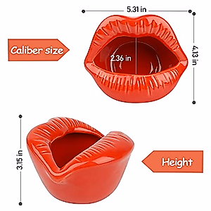 Trycooling Ceramic Red Lips Lipstick Ring Holder Jewelry Tray Rack Decorative Cosmetic Storage Display Holder Desktop Hairpin Storage Organizer Birthday Choice (Light Red)