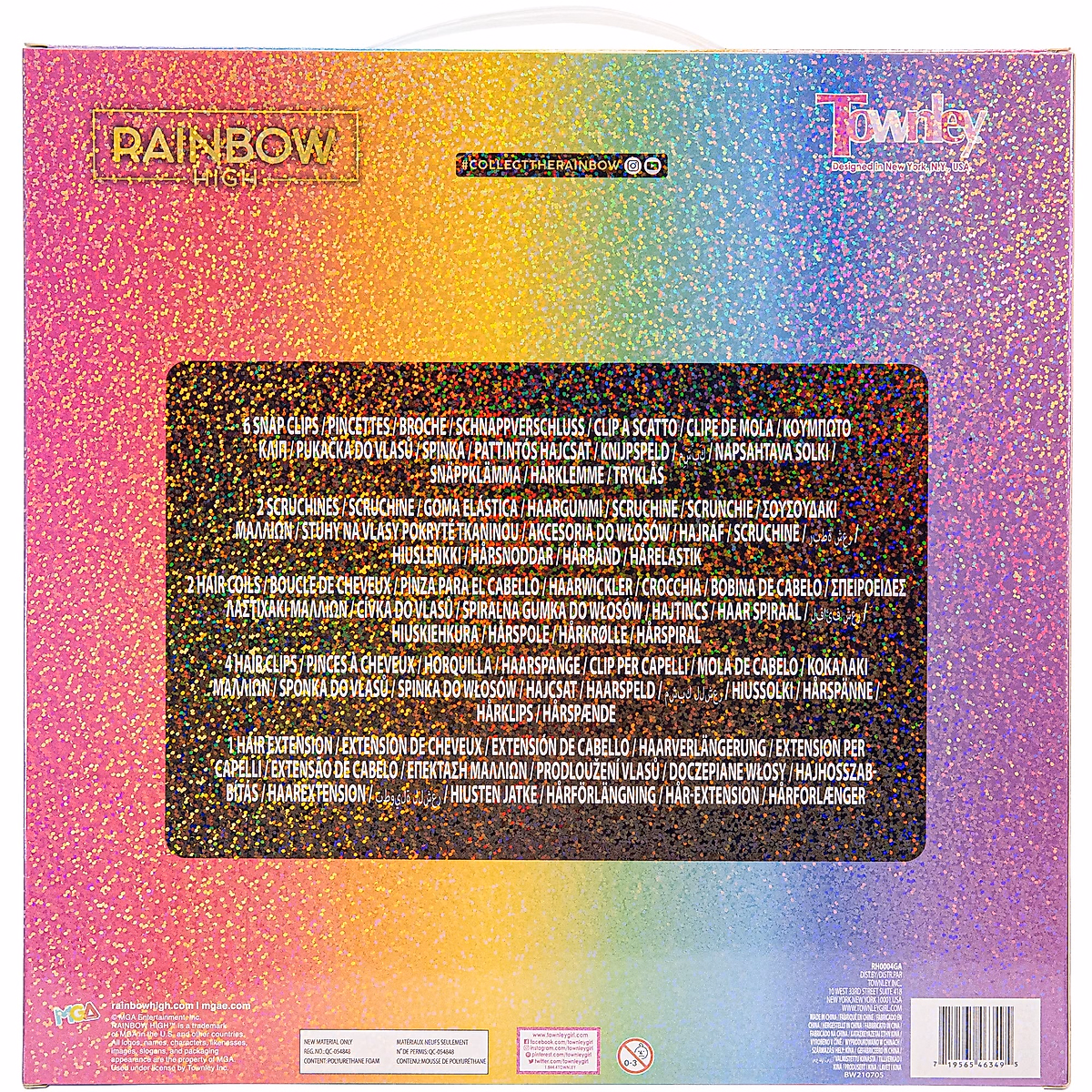 Rainbow High - Townley Girl Hair Accessories Set |Gift for Kids Teens Girls| Ages 3+ (15 Pcs) Including Hair Bow, Hair Extension, Scrunchies, Hair Clips and More, for Parties, Sleepovers and Makeovers