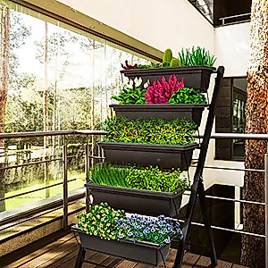 4Ft Vertical Raised Garden Bed - 5 Tier Food Safe Planter Box for Outdoor and Indoor Gardening Perfect to Grow Your Herb Vegetables Flowers on Your Patio Balcony Greenhouse Garden