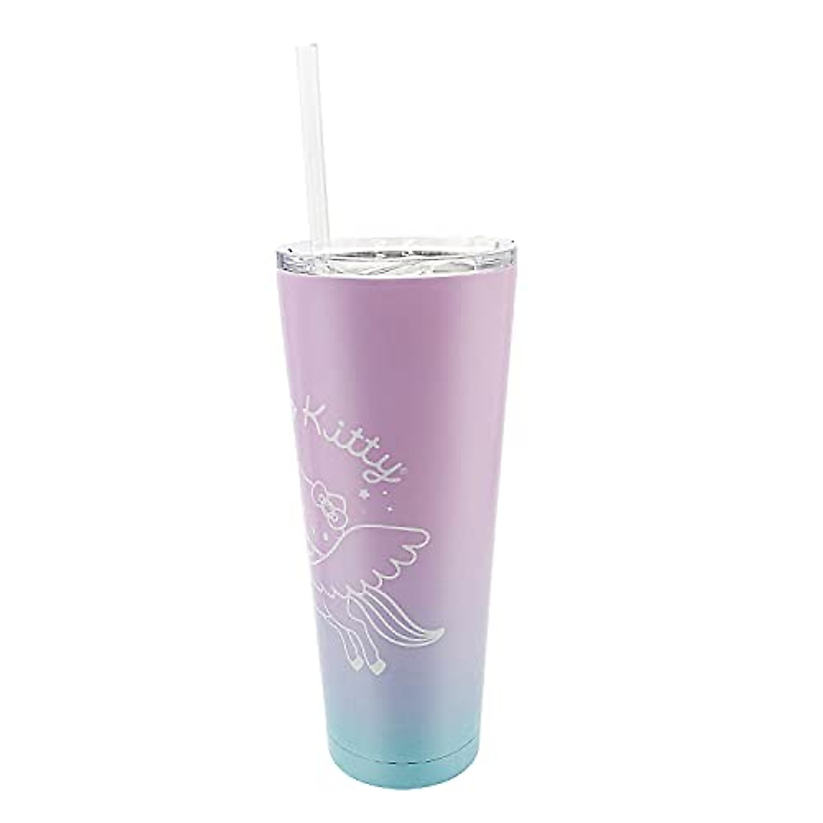 Zak Designs Sanrio Hello Kitty Vacuum Insulated Stainless Steel Travel Tumbler with Splash-Proof Lid, Includes Reusable Plastic Straw and Fits in Car Cup Holders (18/8 SS, 25 oz)