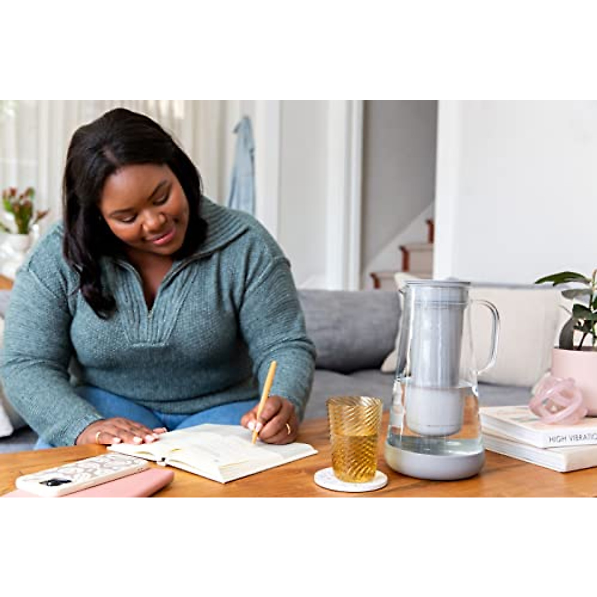 LifeStraw Home Pitcher Glass and Silicone Base 7 cup Pebble