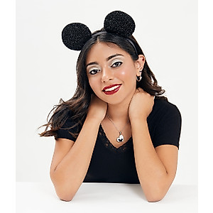 Disney Jewelry for Women Mickey Mouse Sterling Silver Cubic Zirconia Hoop Earrings, April Birthstone