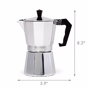 Primula Classic Stovetop Espresso and Coffee Maker, Moka Pot for Italian and Cuban Café Brewing, Greca Coffee Maker, Cafeteras, 6 Espresso Cups, Silver