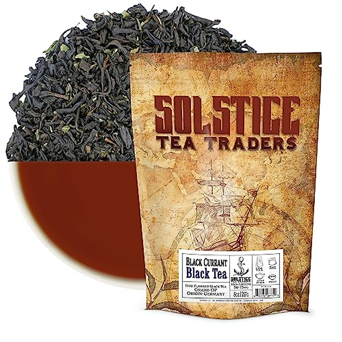 Solstice Blackcurrant Loose Leaf Black Tea (8-Ounce Bulk Bag), Makes 100+ Cups of Fruit-Flavored Black Currant Tea