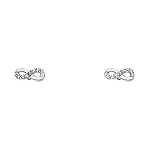 14k REAL White Gold Infinity Stud Earrings with Screw Back