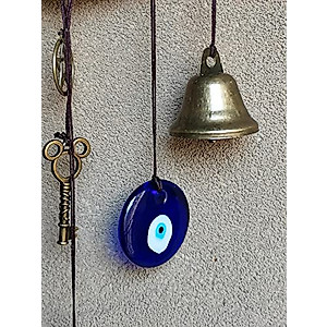 Witch Bells for Door Knob Protection,Witchy Wicca Decor Clear Negative Energies with Blue Evil Eyes for Home Garden Courtyard Decor Protection