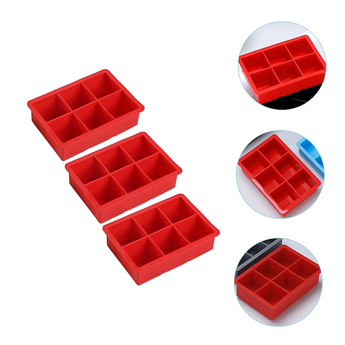 Amosfun 9 Pcs Six Grid Silicone Bakeware 9x9 Baking Pan Cornbread Pan Smore Molds Silicone Muffin Pan Brownies Silicone Baking Tray Baking Supplies Loaf Pan - Ice Tray