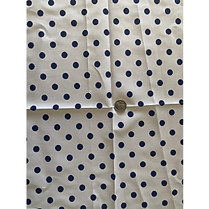 Fabric Collections Inc Small Polka Dot Poly Cotton Multi-Colors 60" Wide Polyester by The Yard(5 Yard, White-Navy)