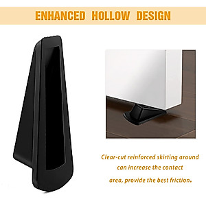 Crosize Door Stoppers for Floor Rubber Door Stop Wedge, Door Gaps and Prevent The Lock-Outs,Floor Sturdy Stackable Door Stop for Carpet Heavy Duty Door (Black)