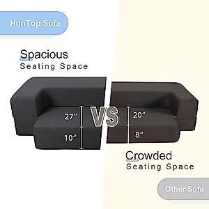 HonTop 10 Inch Modern Folding Sofa Bed Couch Memory Foam Couch Full Futon Sofa Sleeper Chair for Living Room Guest Mattress, Dark Grey