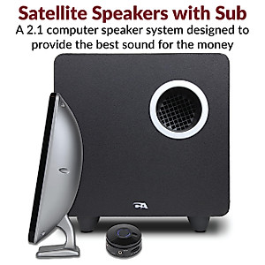 Cyber Acoustics CA-3610 2.1 Multimedia Speaker System with Subwoofer, Perfect Computer Speakers for PC or Mac, Great for Music, Movies, and Gaming