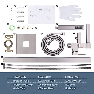 ALEASHA Freestanding Bathtub Faucet, Brushed Nickel Free Standing Tub Faucet High Flow Max 6.74 GPM, Freestanding Tub Faucet with Hand Shower