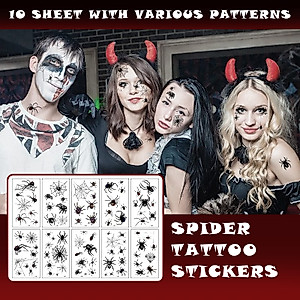 8 Pairs Halloween Temporary Eye Tattoo Stickers&10 Sheets Spider Web Stickers 3D Eyeshadow Eyeliner Sticker Waterproof Face Eye Art Decor Sticker Masquerade Cosplay Party Decals Prank Props Women Girl