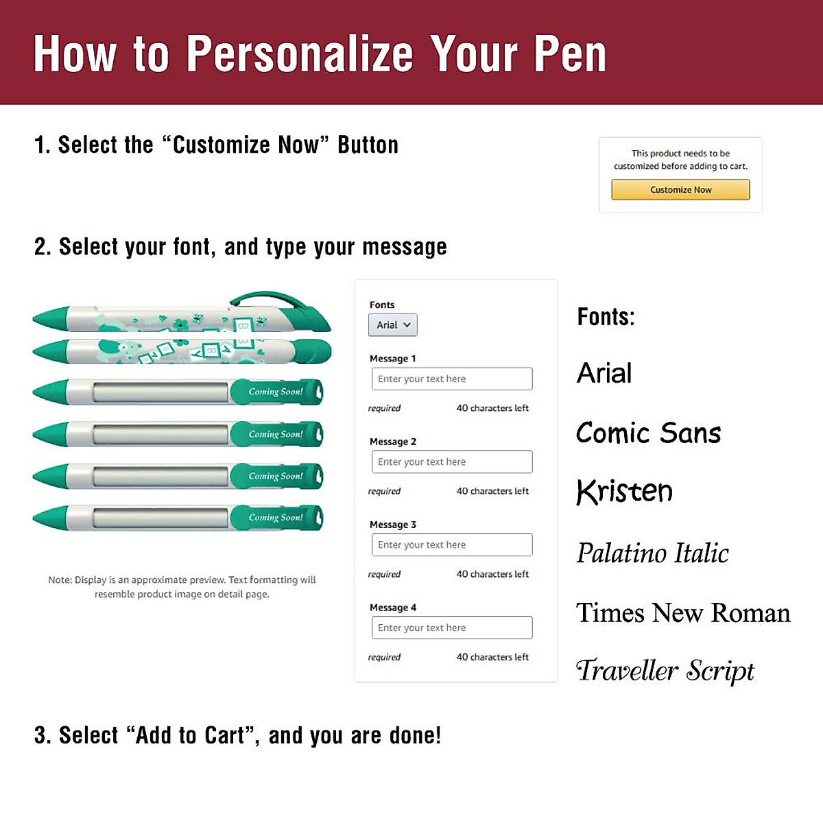 Greeting Pen Personalized Pens- Baby Coming Soon Shower Favor/Birth Announcement Rotating Message Pen - 25 Pack (P-BP-27-25)