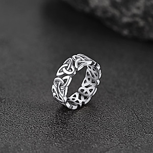 FaithHeart Irish Knot Band Ring for Women Size 8 Stainless Steel Old-school Celtic Knot Stackable Wedding Bands