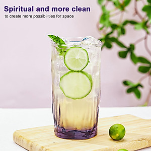 CREATIVELAND Solid Color Drinking Glasses Set of 6, 13.5 OZ Wind-blown Ripples Glass Tumbler Glassware for Water, Juice, Different Options for Home, Restaurant, Hotel, Bar,Purple