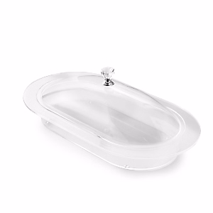 Huang Acrylic Clear Covered Oval Serving Food Tray | Servware with Lid Used for Appetizers, Snacks, and Shareable Entries | Perfect for Parties, Holidays, Celebrations, or Everyday Use