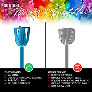 Epoxy Resin Mixer Silicone Paddles - 12 Reusable Pixiss Multipurpose Bidirectional Paint Stirrer for Drill Epoxy & Paint Mixer Drill Attachment - Paint Stirrers Epoxy Stirrer - Paint Mixer for Drill