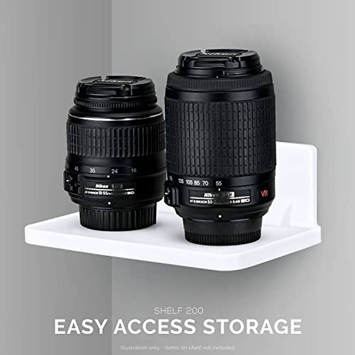 BRAINWAVZ 6.7" Adhesive Floating Wall Shelf for Small Speakers, Deco, Plants, Baby Monitors, Toys, Bathroom, Kitchen & More, Easy to Install, No Screws & Mess, 6.7” x 4.1 (SHELF200-White)