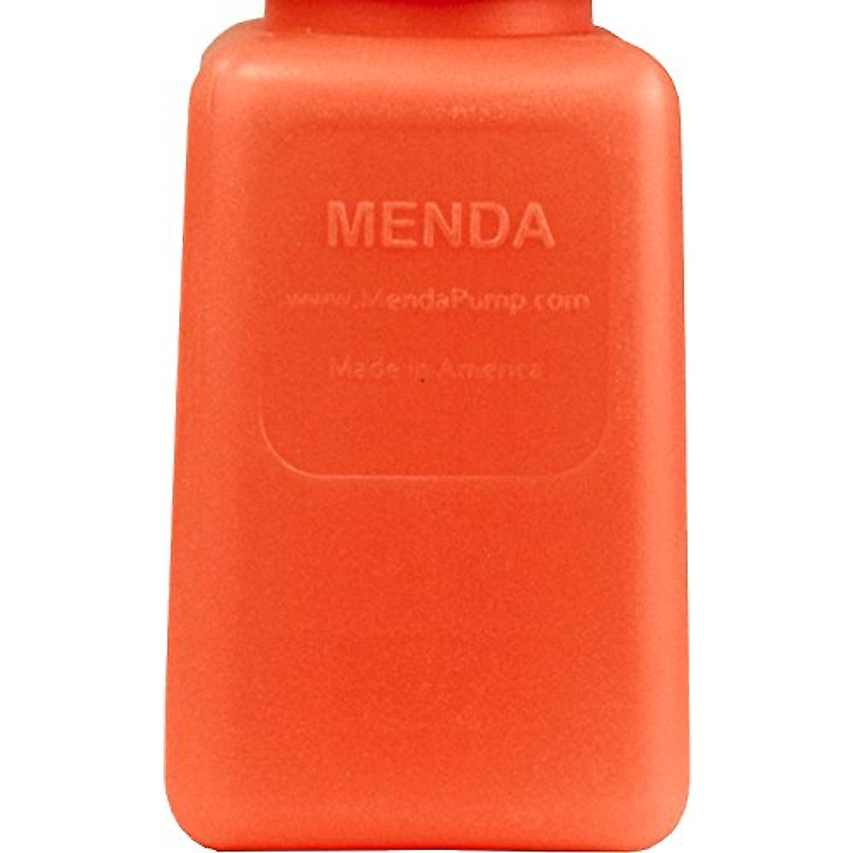 Menda 35270 One Touch Stainless Steel Liquid Dispenser Pump, ESD Safe durAstatic Square Bottle, 6 oz, High Density Polyethylene/Stainless Steel, Orange