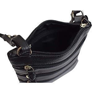 Women's Purse Crossbody Handbag Premium Genuine Leather Shoulder Bag Luxury Gift for Ladies (Black)