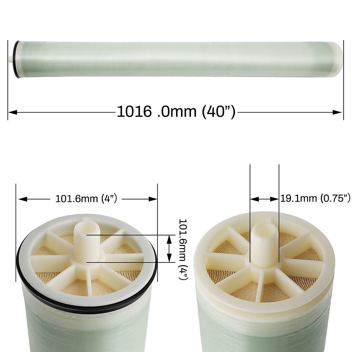 BW-4040, RO Membrane 4040, BW-4040 Reverse Osmosis Membrane for Desalination, Commercial, Industrial, Agricultural, Whole House, Size 4" x 40", 2400 GPD