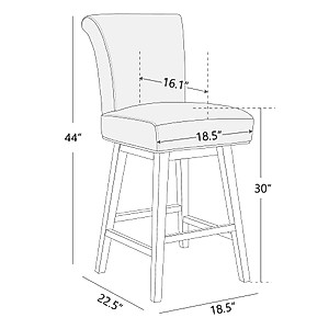 CHITA 30 Inch Counter Height Swivel Bar Stools Set of 2, FSC Certified Modern Upholstered Faux Leather Swivel Barstool Chairs with Back, Stone Grey