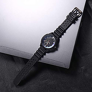Carty Silicone Watch Band 20mm Premium Quality Waterproof Rubber Quick Release Watch Straps for Men Black Black Buckle