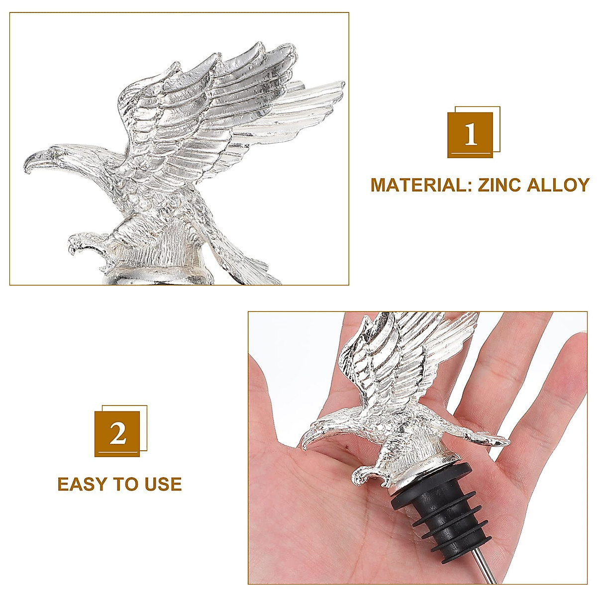 Wine Pourer Wine Aerators Stainless Wine Pourer Animal Head Bottle Pourer Unique Gift Ideas Bar Accessories Birthday Wedding Gifts Silver