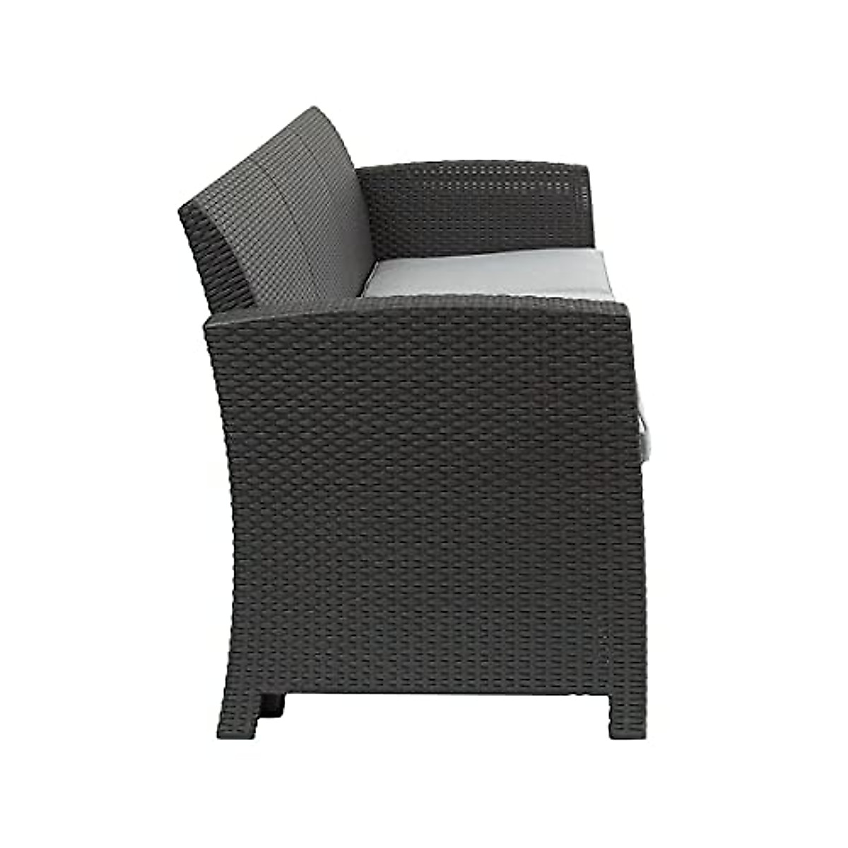 Flash Furniture Seneca Dark Gray Faux Rattan Sofa with All-Weather Seneca Light Gray Cushions