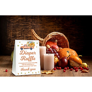 Gihyan Baby Shower Game Set - 1 Self-Standing Sign + 50 Guessing Cards, Fall Thanksgiving Day Diaper Raffle Tickets
