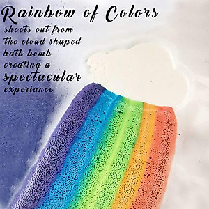 Rainbow Bath Bombs for Kids- Natural and Organic Bubble Bath Bombs w/Moisturizing Shea Butter and Natural Oils, 4 Large Unicorn Cloud Bath Bombs for Girls, Boys, Women, Valentines Day Gift for Her