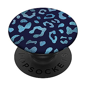 Blue Leopard Cheetah Navy Blue PopSockets Swappable PopGrip