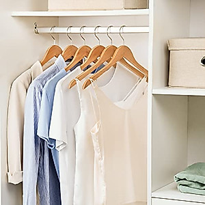 Nature Smile Solid Gugertree Wood Shirt and Dress Hangers with Notches with Anti-Rust Chrome Hook Pack of 10 (Natural)