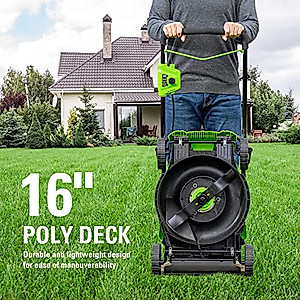 Greenworks 40V 16" Brushless Lawn Mower + Blower (350 CFM), 4.0Ah Battery and Charger Included