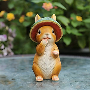 Yuemengxuan Fairy Garden Bunny Decorations Easter Rabbit Statue Resin Ornaments Easter Bunny Décor Figurines Tabletop Ornament for Lawn Potted Plants (6.7 * 4 inch, Style-B)