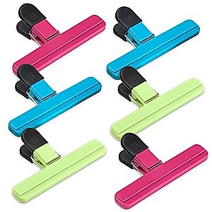 6Pack Large Size Chip Bag Clips, Assorted Colors Foods Snacks Bag Paper Clips, Plastic Heavy Duty Seal Grips