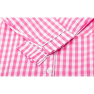 Mud Kingdom Baby Pajamas for Girls Boys Kids Clothes Sets Button Down Lattice 100% Cotton Sleepwear Pink 2T