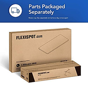 FLEXISPOT Electric Black Standing Desk Whole Piece 55 x 28 Inch Desktop Adjustable Height Desk Home Office Computer Workstation Sit Stand up Desk (White Frame + 55" Black Top, 2 Packages)