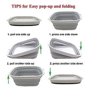 SAMMART 7.7L (2 Gallon) Collapsible Tub - Foldable Dish Tub - Portable Washing Basin - Space Saving Plastic Washtub (Grey, S)