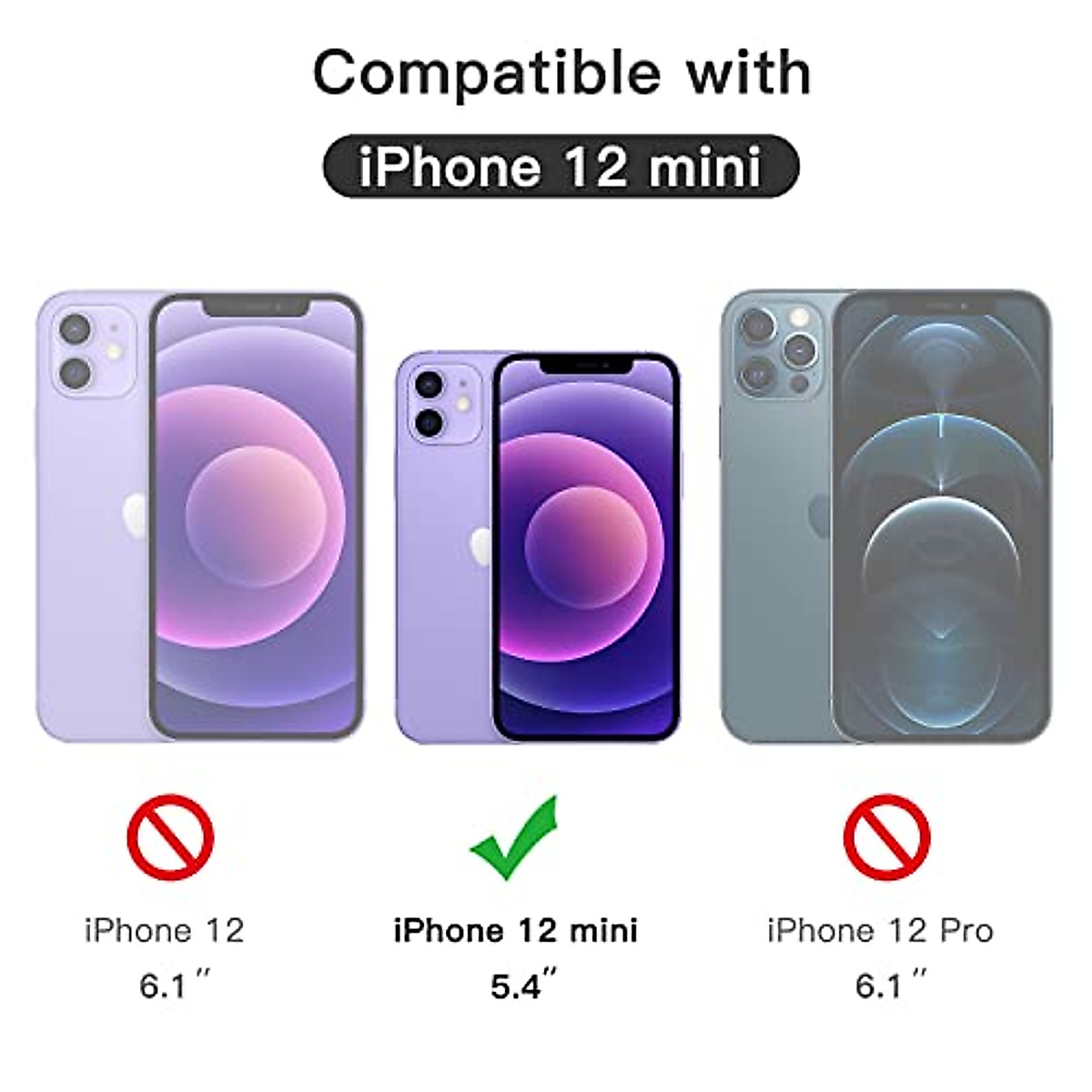 JETech Full Coverage Screen Protector for iPhone 12 mini 5.4-Inch, Black Edge Tempered Glass Film with Easy Installation Tool, Case-Friendly, HD Clear, 3-Pack